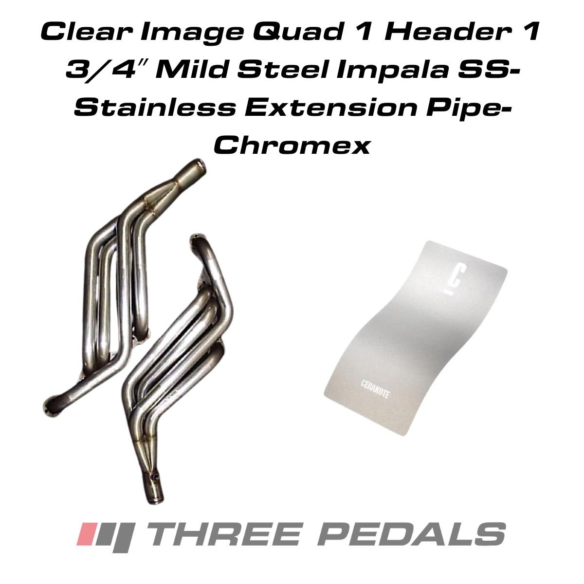 Clear Image, Quad 1 Header, 1 3/4″ Mild Steel, 94-96 Impala SS with ...